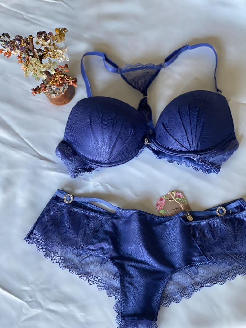 Satin Lace Lingerie Set Etsy