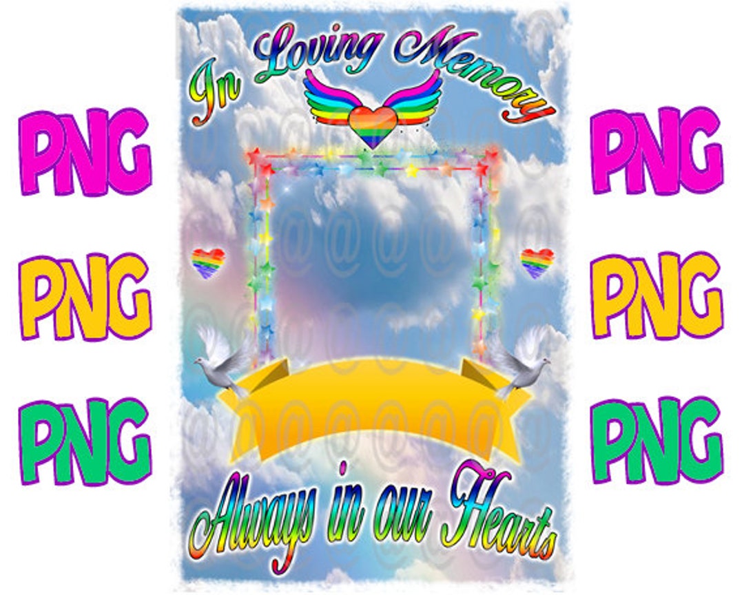 INSTANT Memorial Background Drop in Your Photo Colorful Rainbow Doves ...
