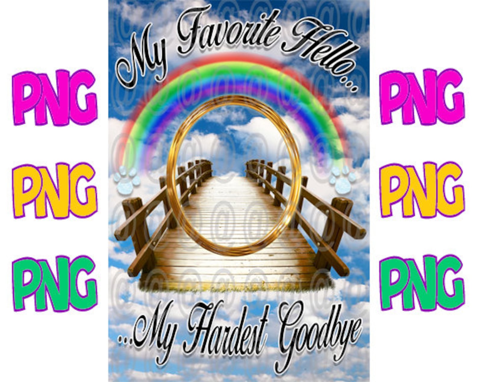 INSTANT Pet Dog Cat Memorial Background Drop in Photo Rainbow Bridge ...