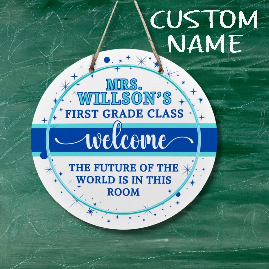 Personalized Classroom Round Wooden Door Sign (made in USA), Custom ...