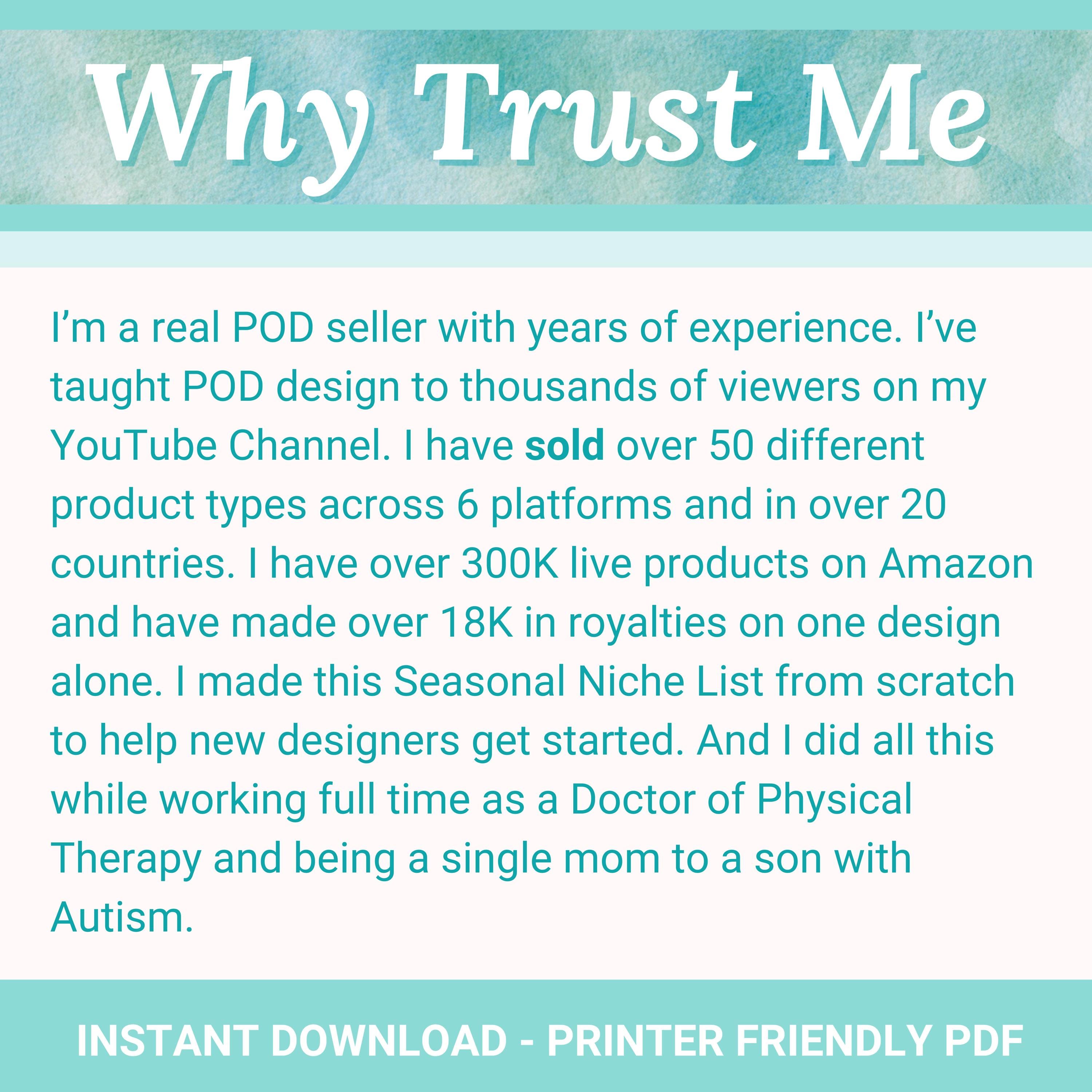 Print on Demand Niche List PDF, Ultimate Holiday and Seasonal Niche ...