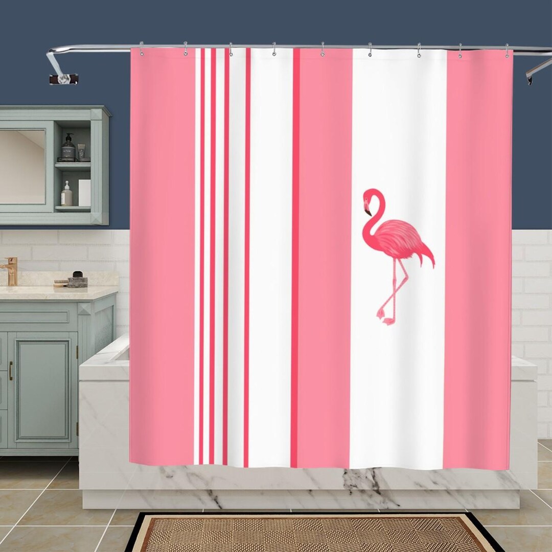 Pink Flamingo Shower Curtain: Waterproof Polyester Bathroom Decor - Etsy