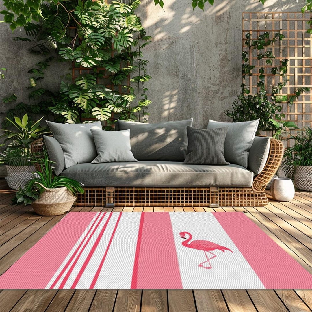 Tropical Flamingo Outdoor Rug: Summer Patio Decor (72x48) - Etsy