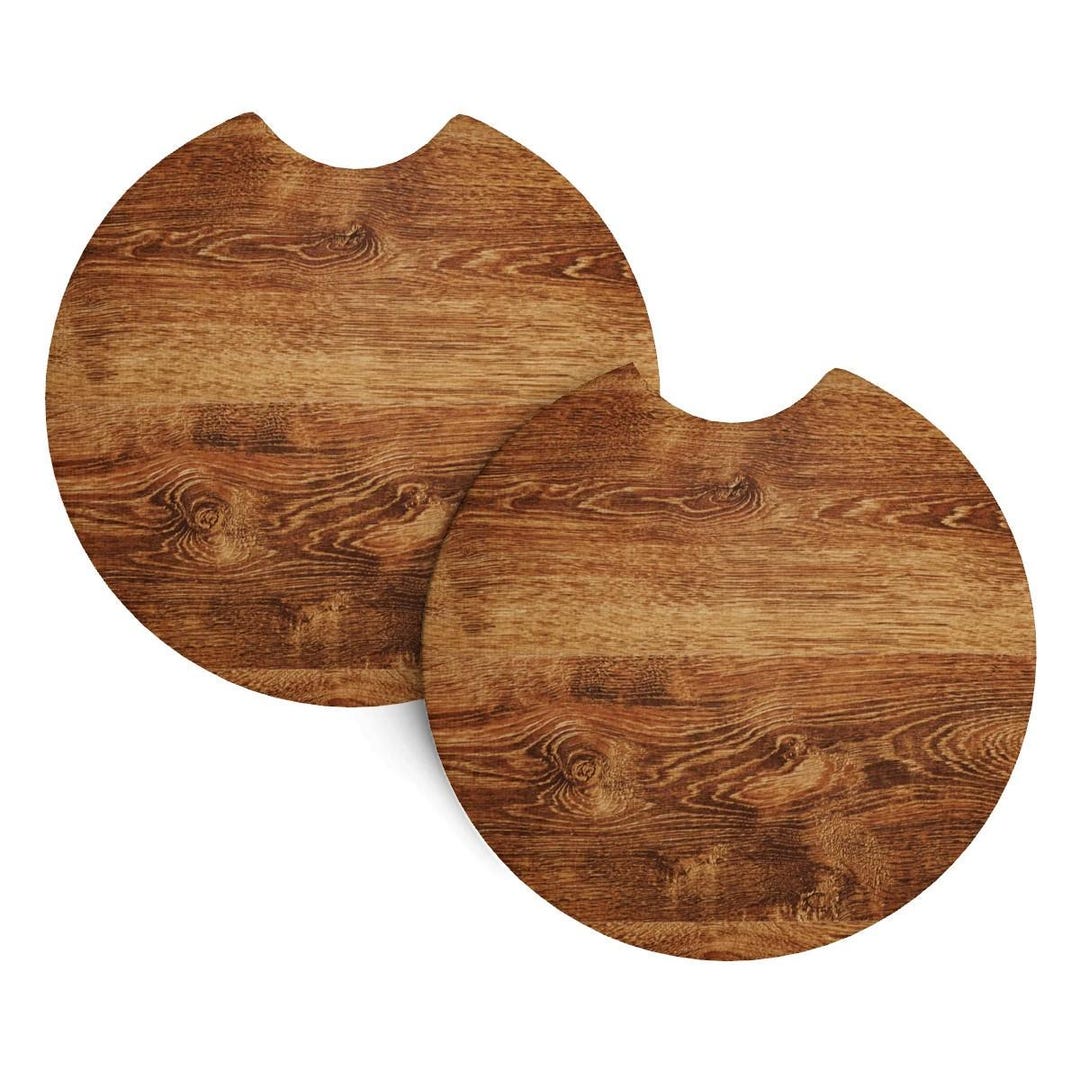 Wood Look Car Coasters, Wood Print Car Coaster Set, Car Cup Holder ...
