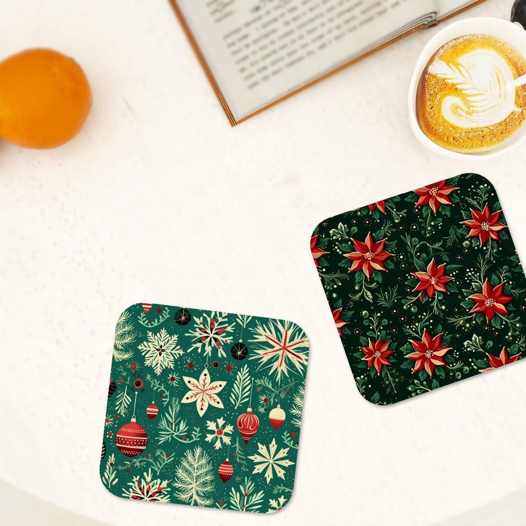 Christmas Coasters, Decorative Coaster Set for Christmas, Christmas ...