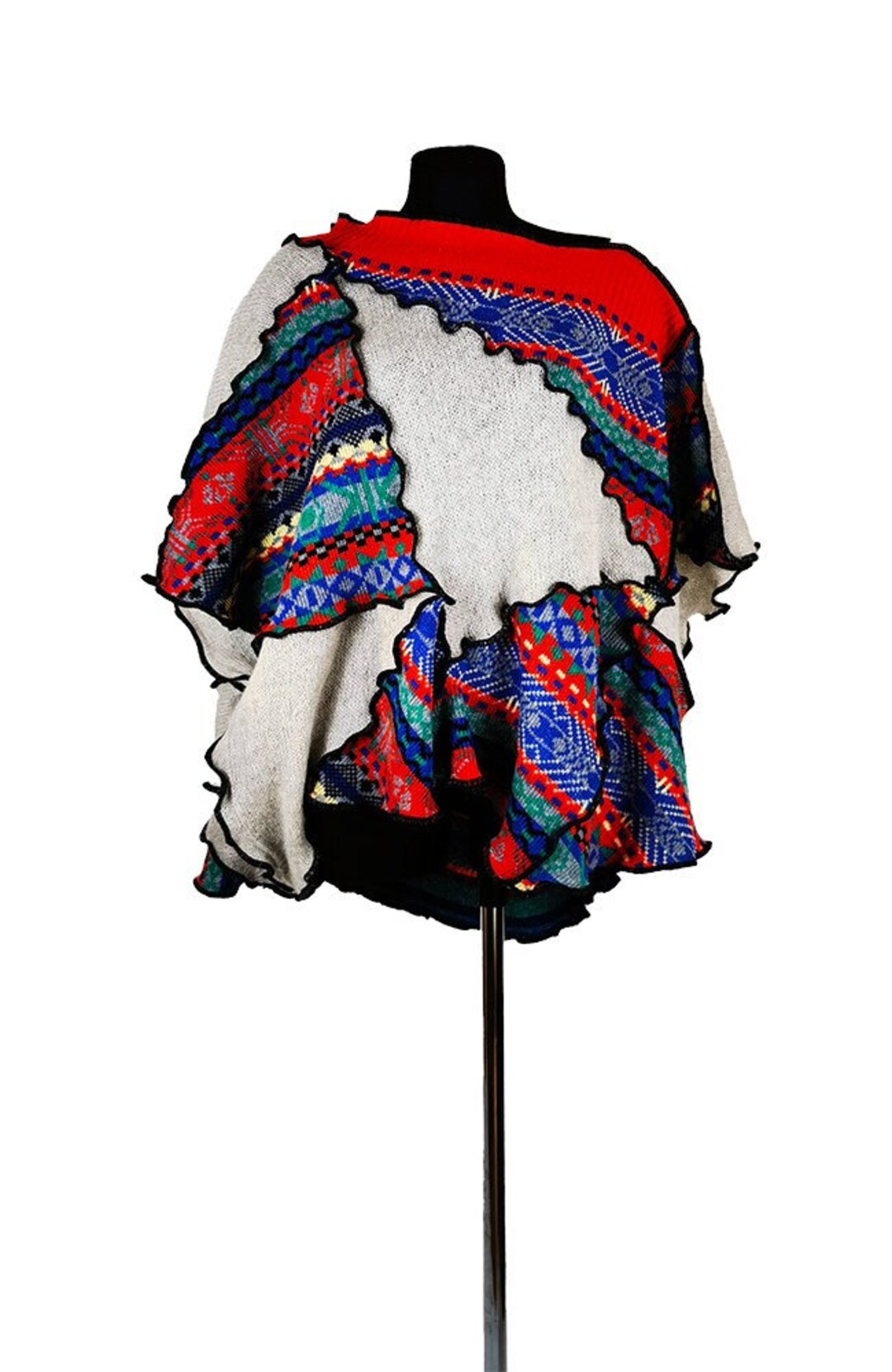 Upcycled Unique Designer Wool Poncho - Etsy