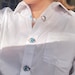 Button Eye Embroidered White Collared Shirt - Etsy