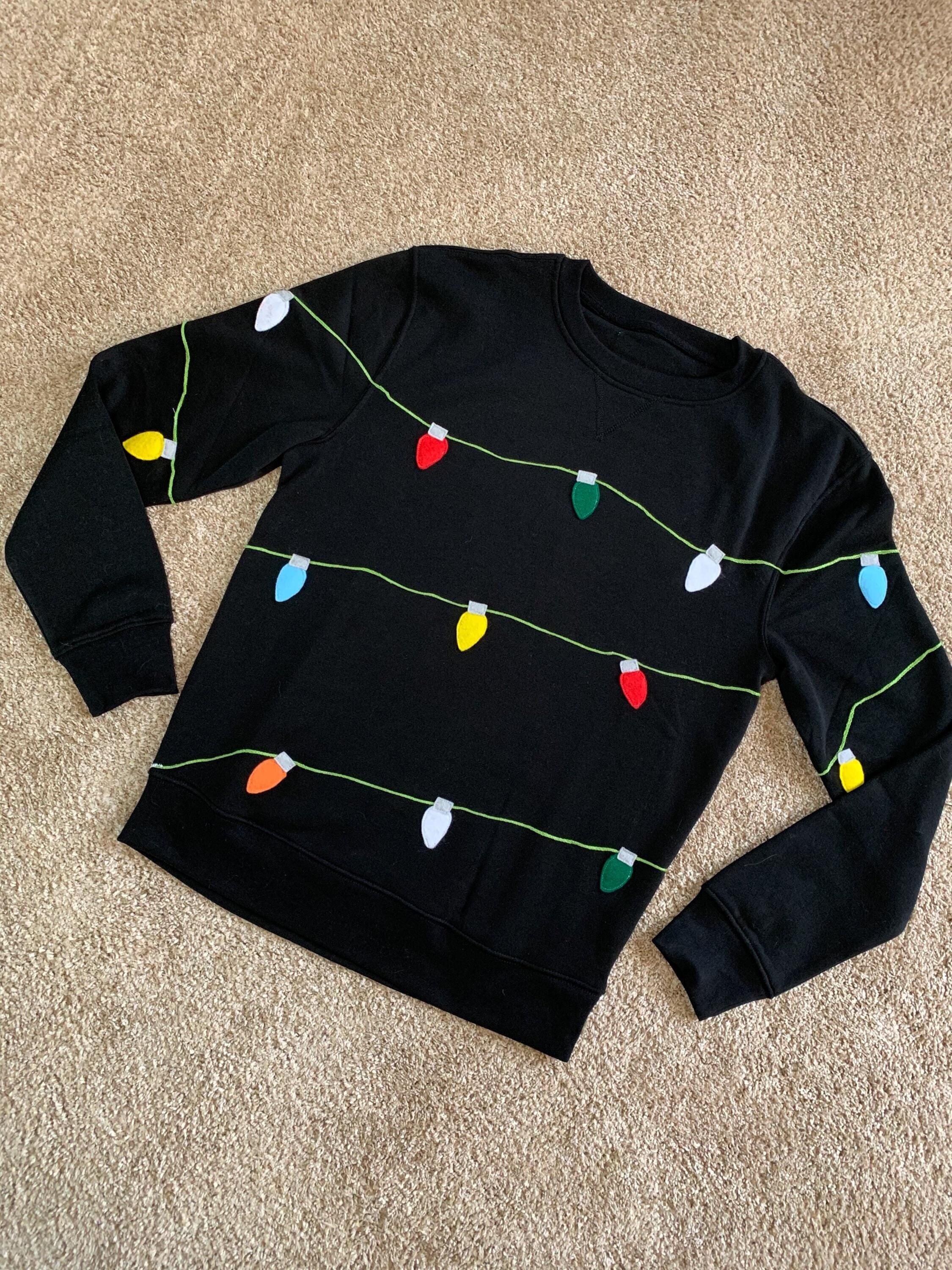 Holiday Christmas Lights Patchwork & Embroidery Crewneck Sweatshirt - Etsy
