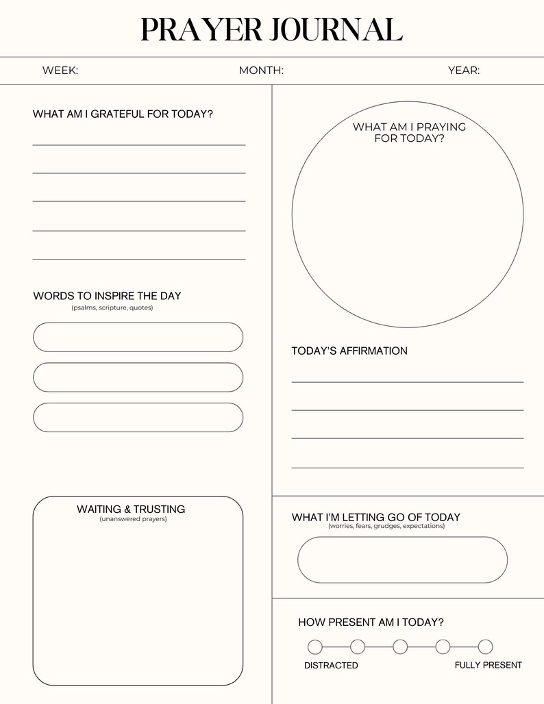 Daily Christian Prayer & Gratitude Printable | Undated Spiritual ...