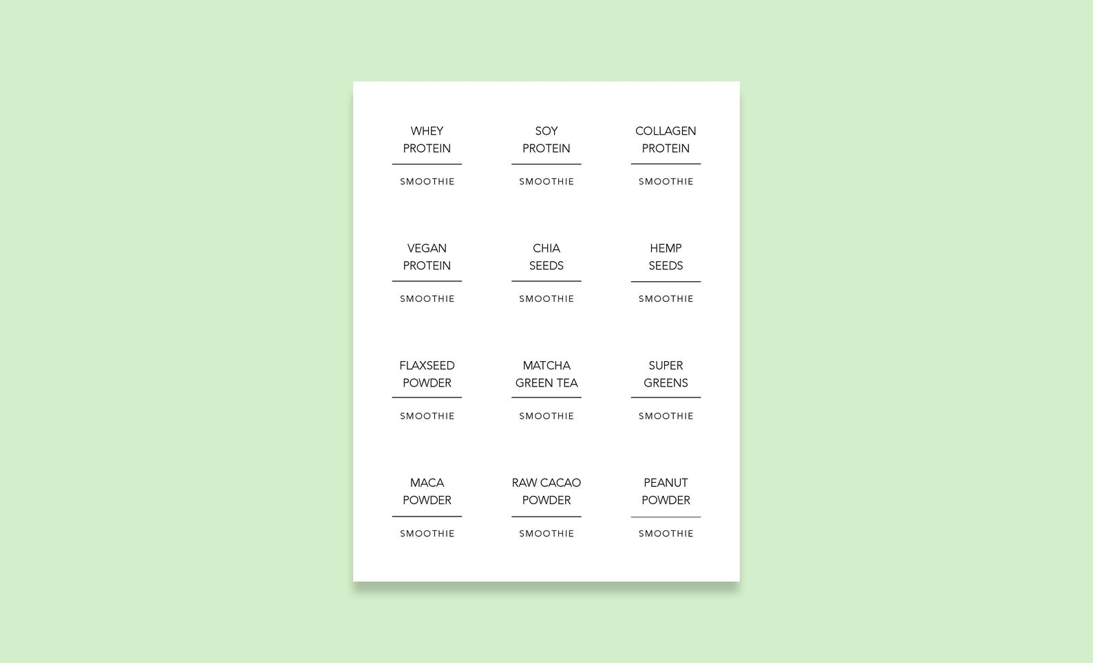 Minimal Smoothie Ingredient Labels (printable) 2x2 Avery Compatible - Etsy