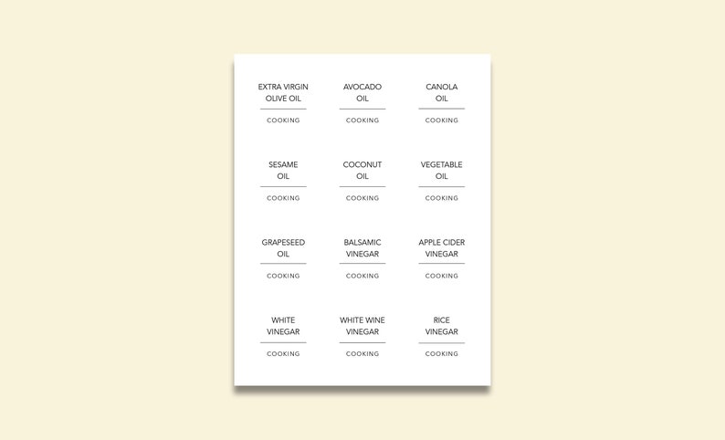 Minimal Cooking Labels (printable) 2x2 Avery Compatible - Etsy