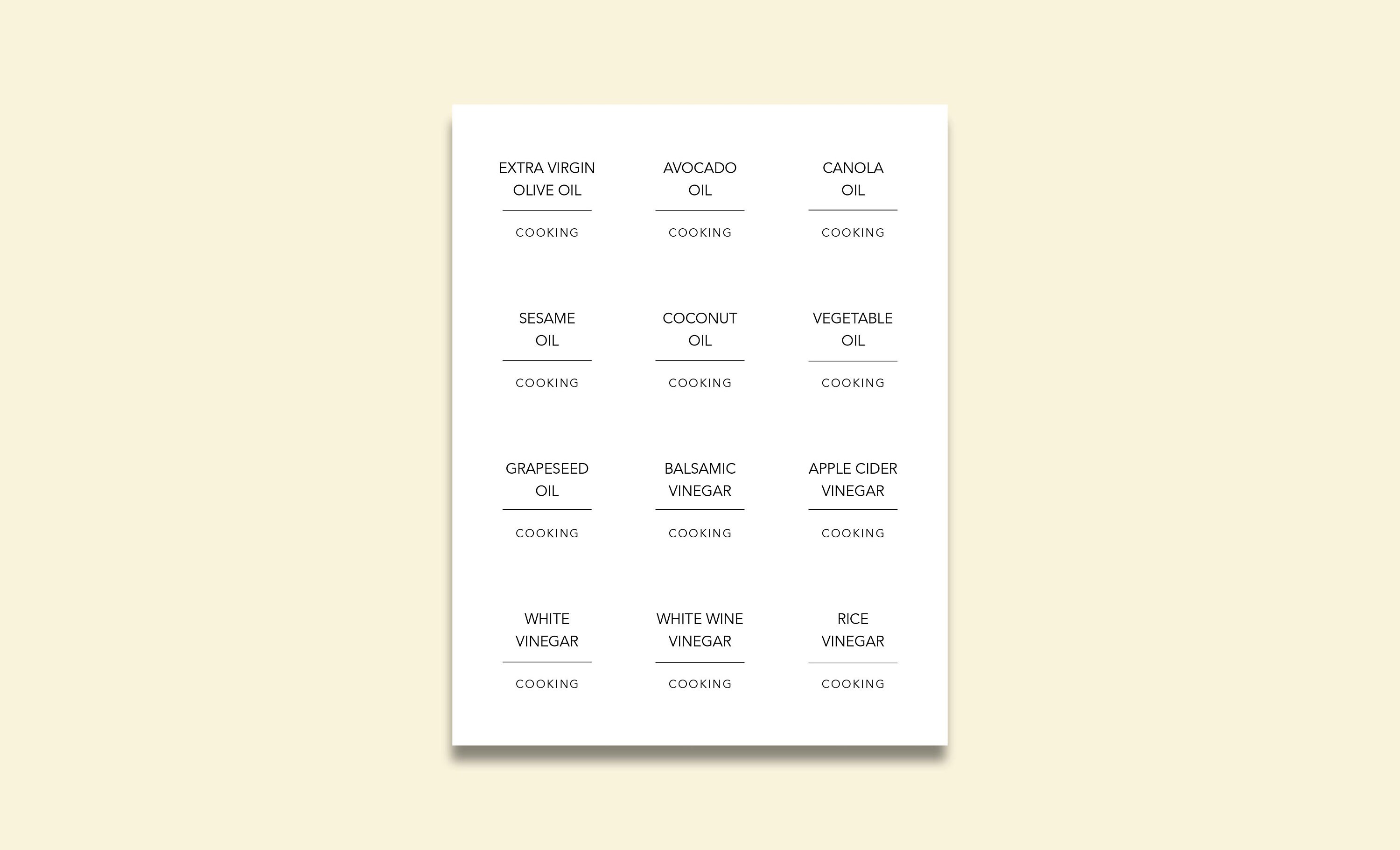 Minimal Cooking Labels (printable) 2x2 Avery Compatible - Etsy