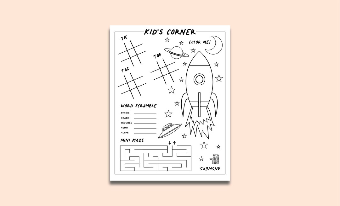 Kid's/children's Restaurant Menu Games (for Back of Menu) PDF - Etsy