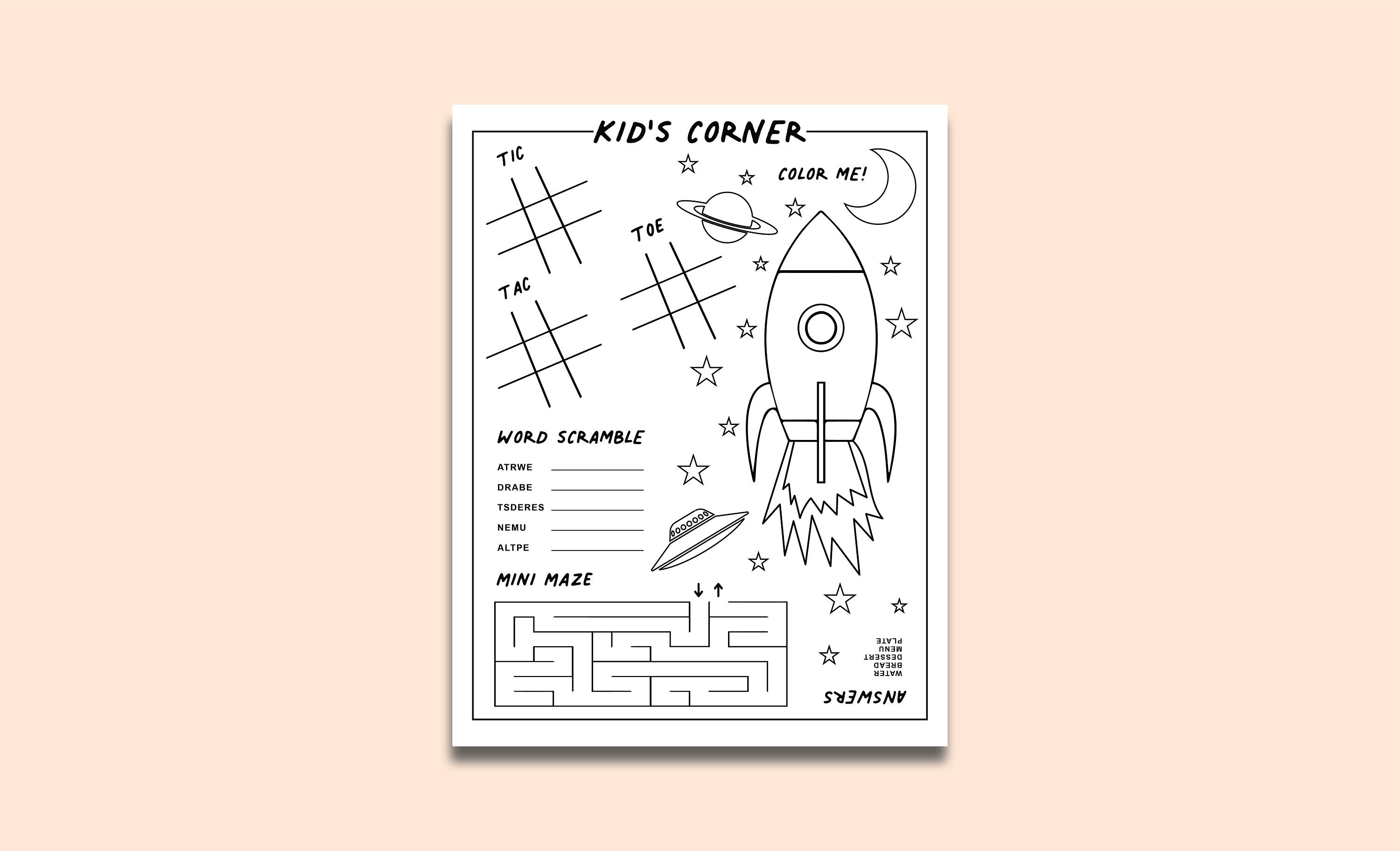 Kid's/children's Restaurant Menu Games (for Back of Menu) PDF - Etsy