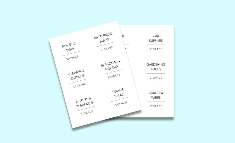 Minimal Storage/garage Labels (printable) 3x3 Avery Compatible - Etsy
