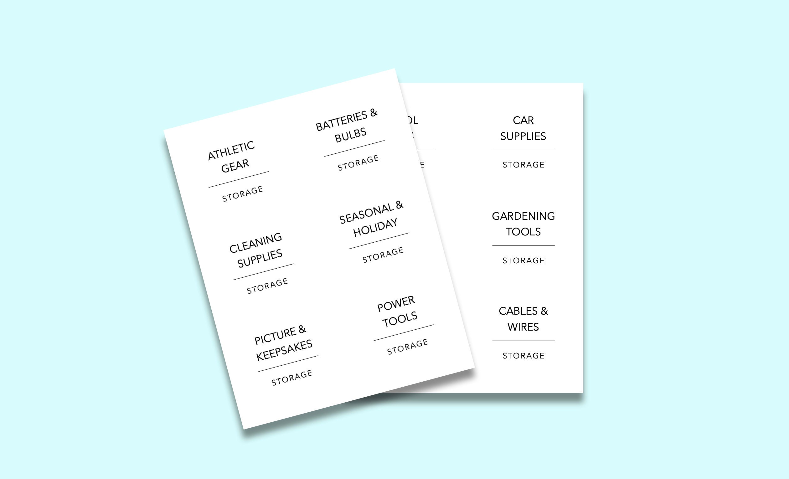 Minimal Storage/garage Labels (printable) 3x3 Avery Compatible - Etsy