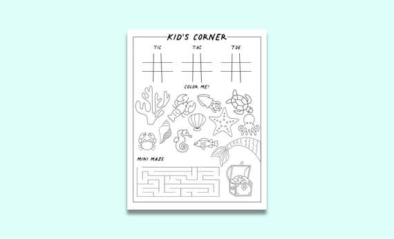 Kid's/children's Restaurant Menu Games for Back of - Etsy