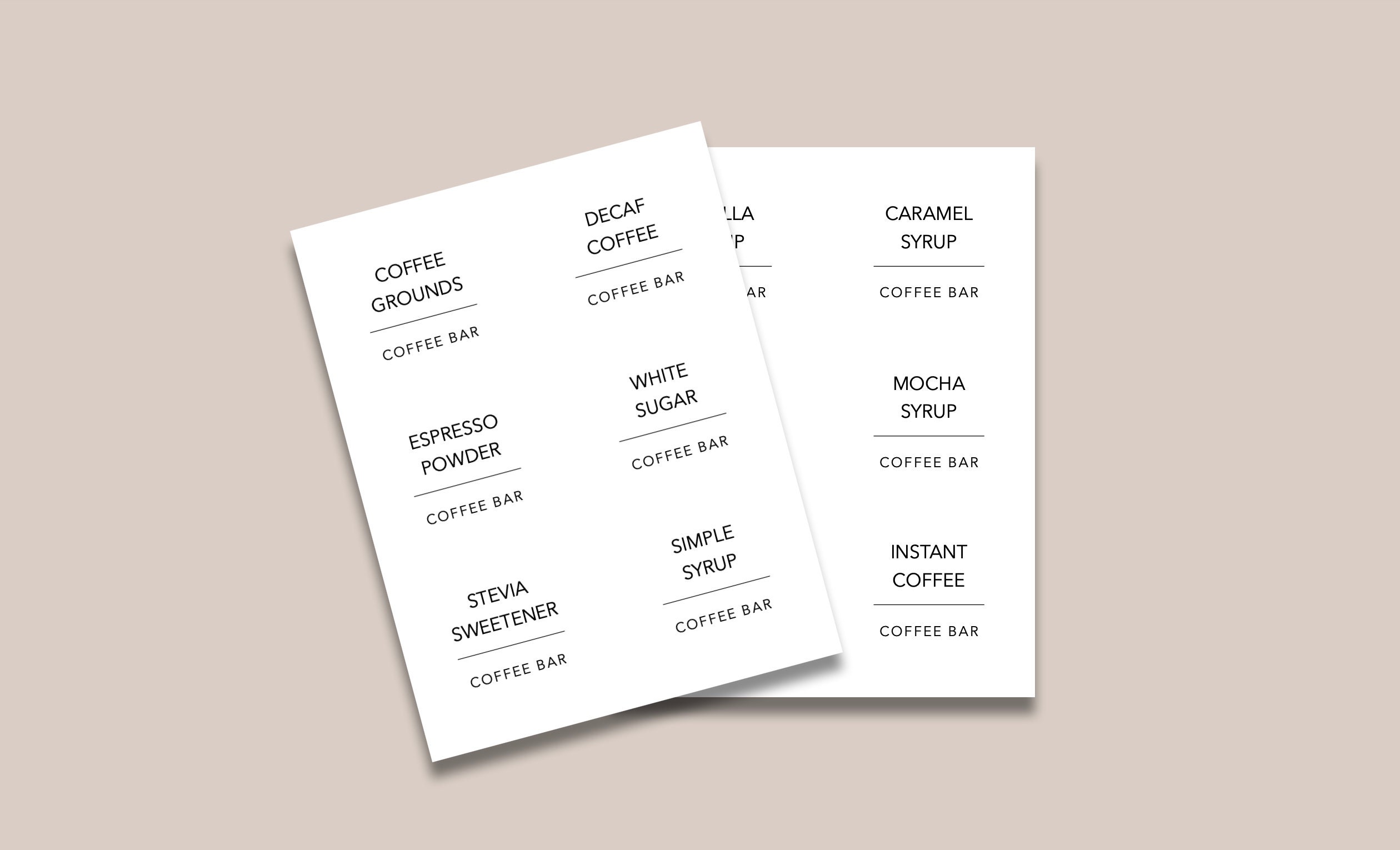 Minimal Coffee Bar Labels (printable) 3x3 Avery Compatible - Etsy