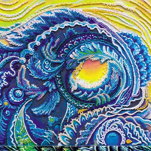 Bead Embroidery Kit on Art Canvas Golden Lights Christmas - Etsy