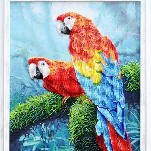 Bead Embroidery Kit on Gabardine Hummingbird. Tela Artis DIY - Etsy