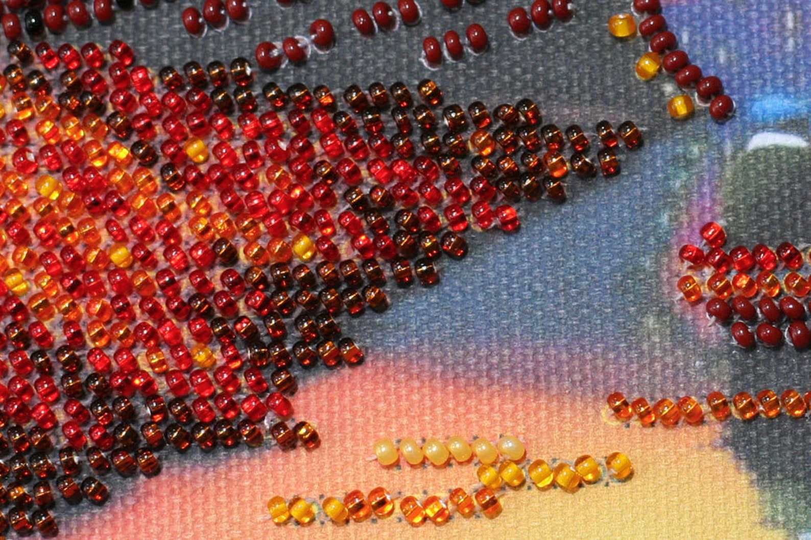 Bead Embroidery Kit on Art Canvas Unforgettable Evening. DIY Beadwork ...