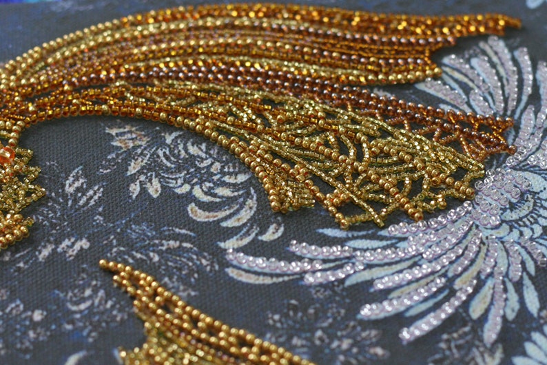 Bead Embroidery Kit on Art Canvas - Money Fish. DIY Beadwork Kit ...