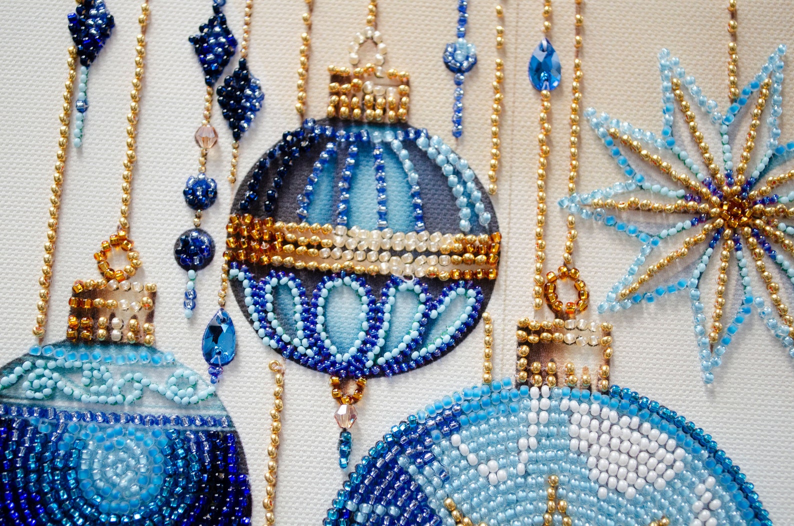 Bead Embroidery Kit on Art Canvas - Crystal Patterns. DIY Beadwork Kit ...