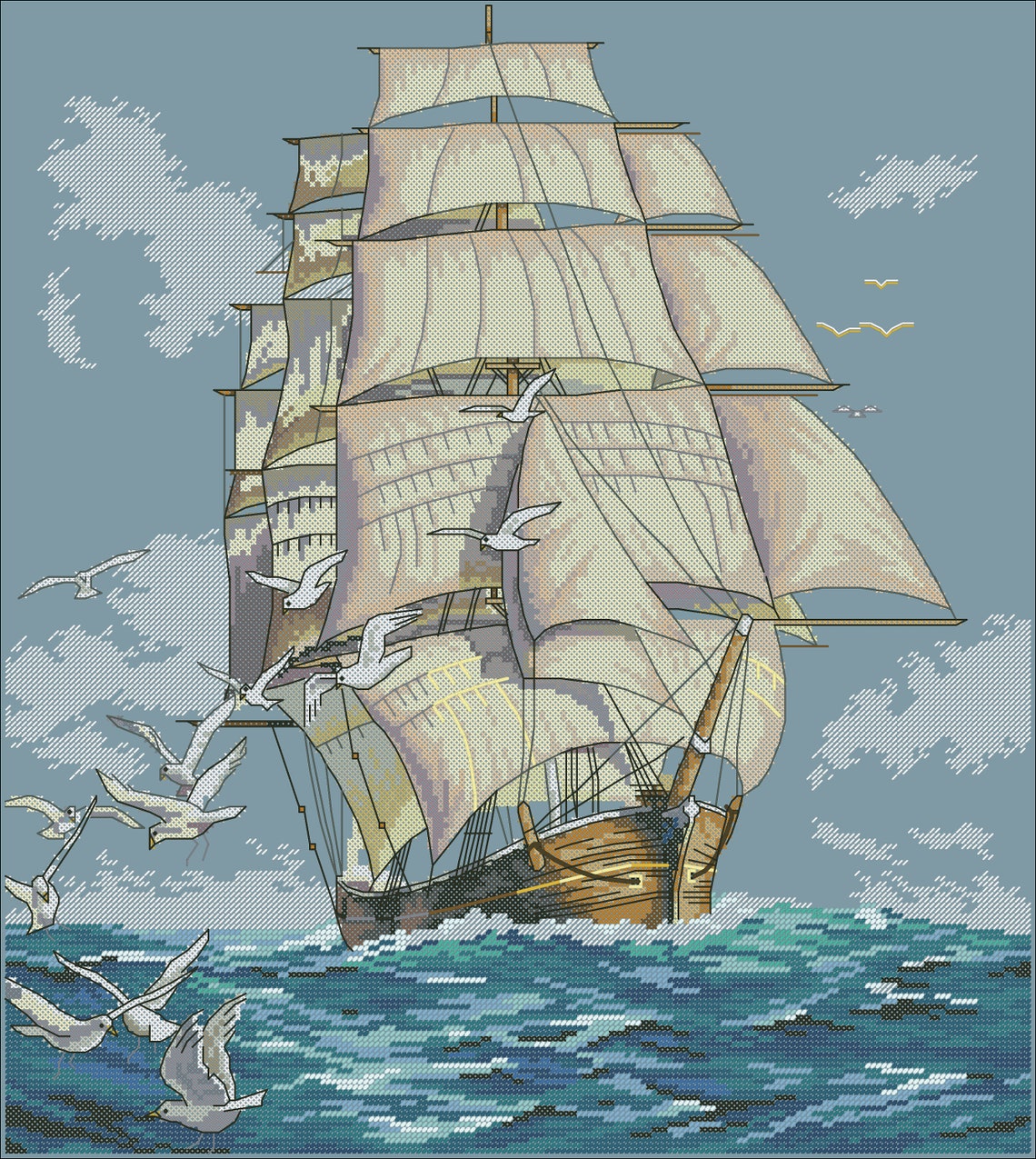 Cross Stitch PDF Pattern Cliper Ship Voyage Scheme Sea Ship - Etsy