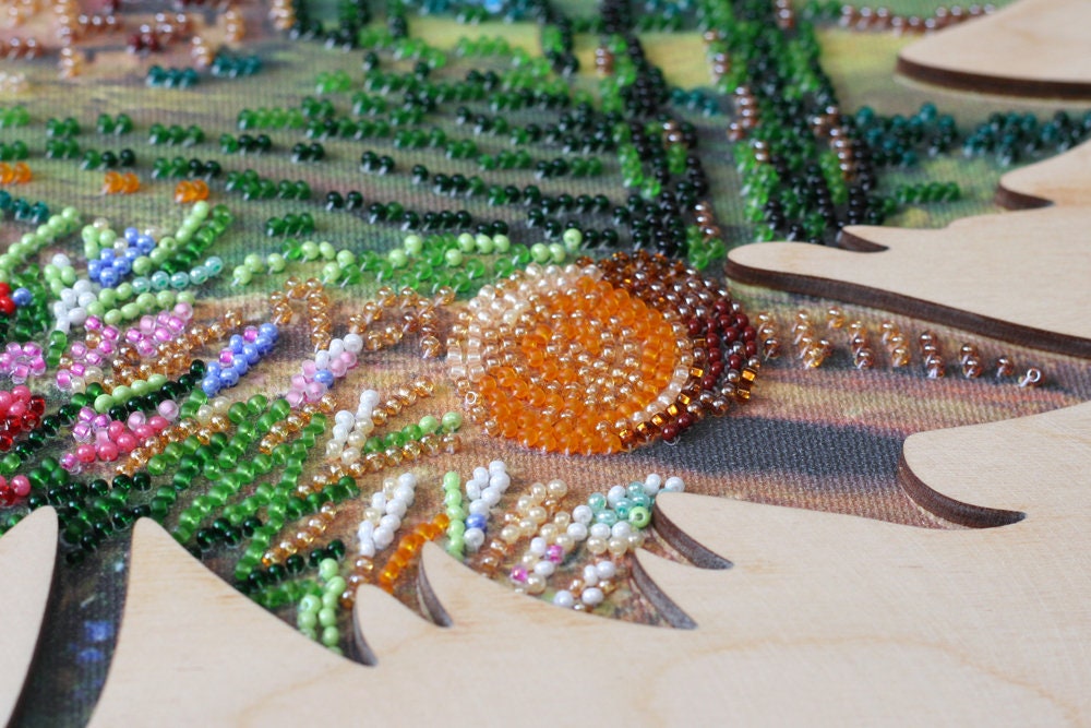 Bead embroidery kit on art canvas The sun of Toscana. Abris | Etsy