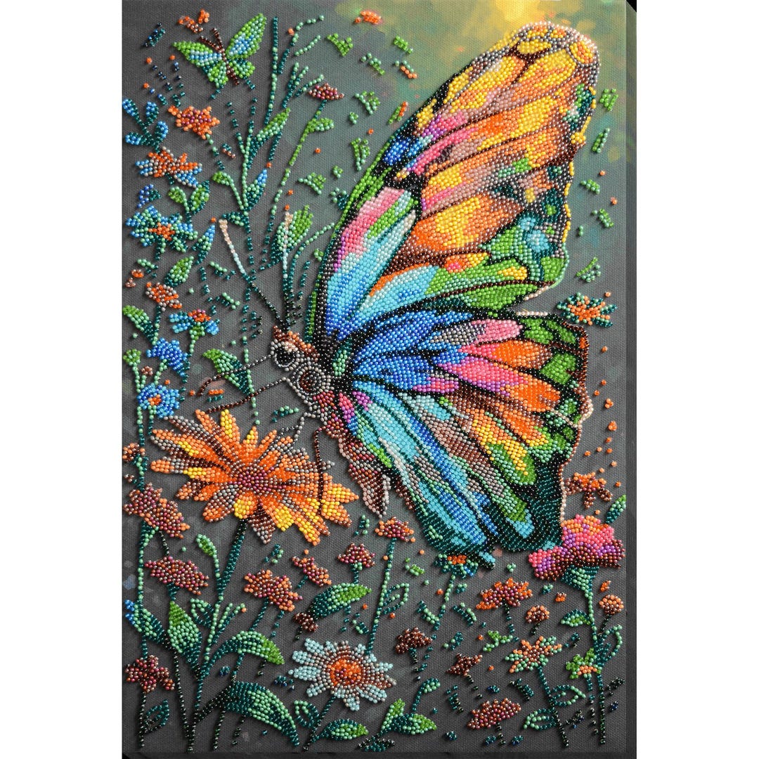 Bead Embroidery Kit on Art Canvas - Shades of Summer. DIY Beadwork Kit ...