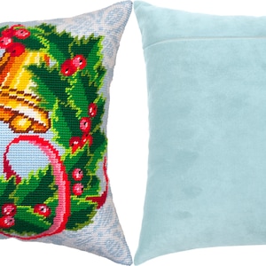 DIY Needlepoint Pillow Kit "christmas Wreath", Tapestry Cushion Cover ...