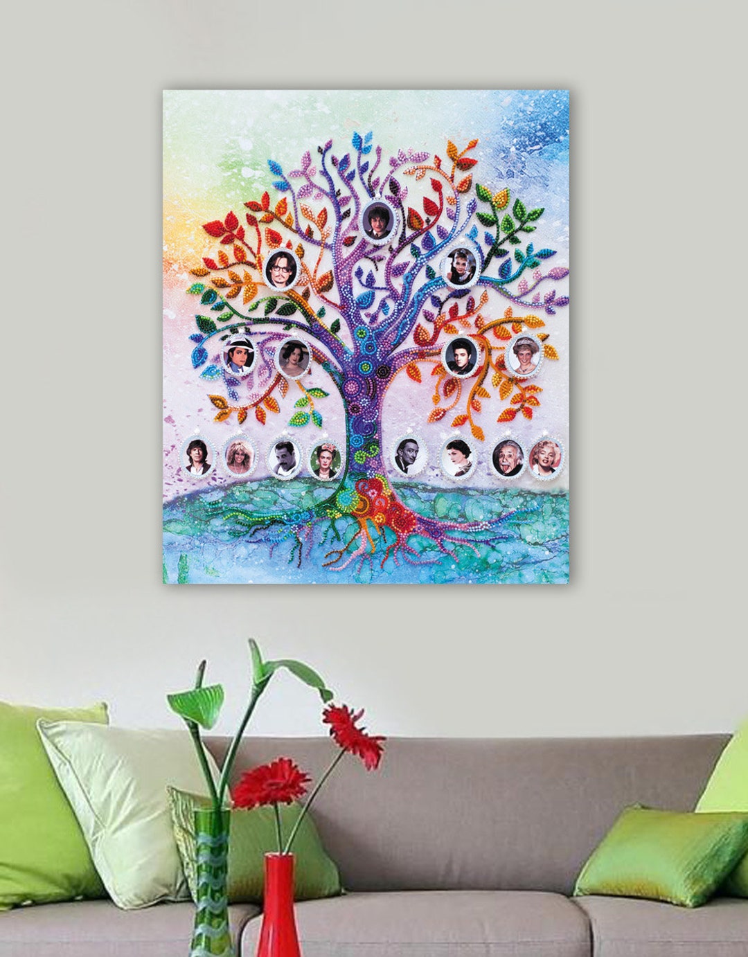 Bead Embroidery Kit on Art Canvas Family Tree. Genealogical Tree Abris ...