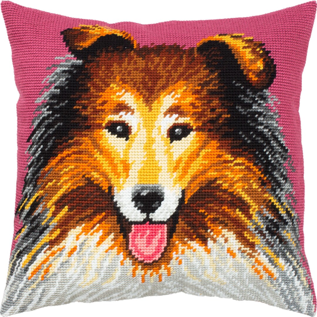 DIY Needlepoint Pillow Kit "rough Collie Dog", Tapestry Cushion Cover ...