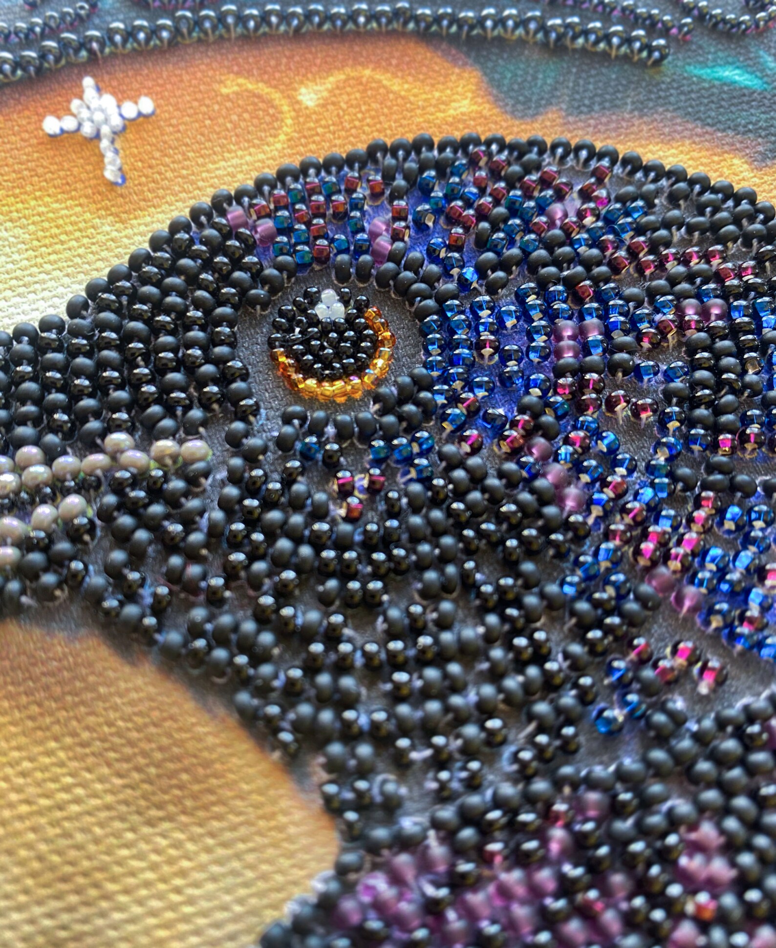 Bead Embroidery Kit on Art Canvas - Black Raven. DIY Beadwork Kit ...