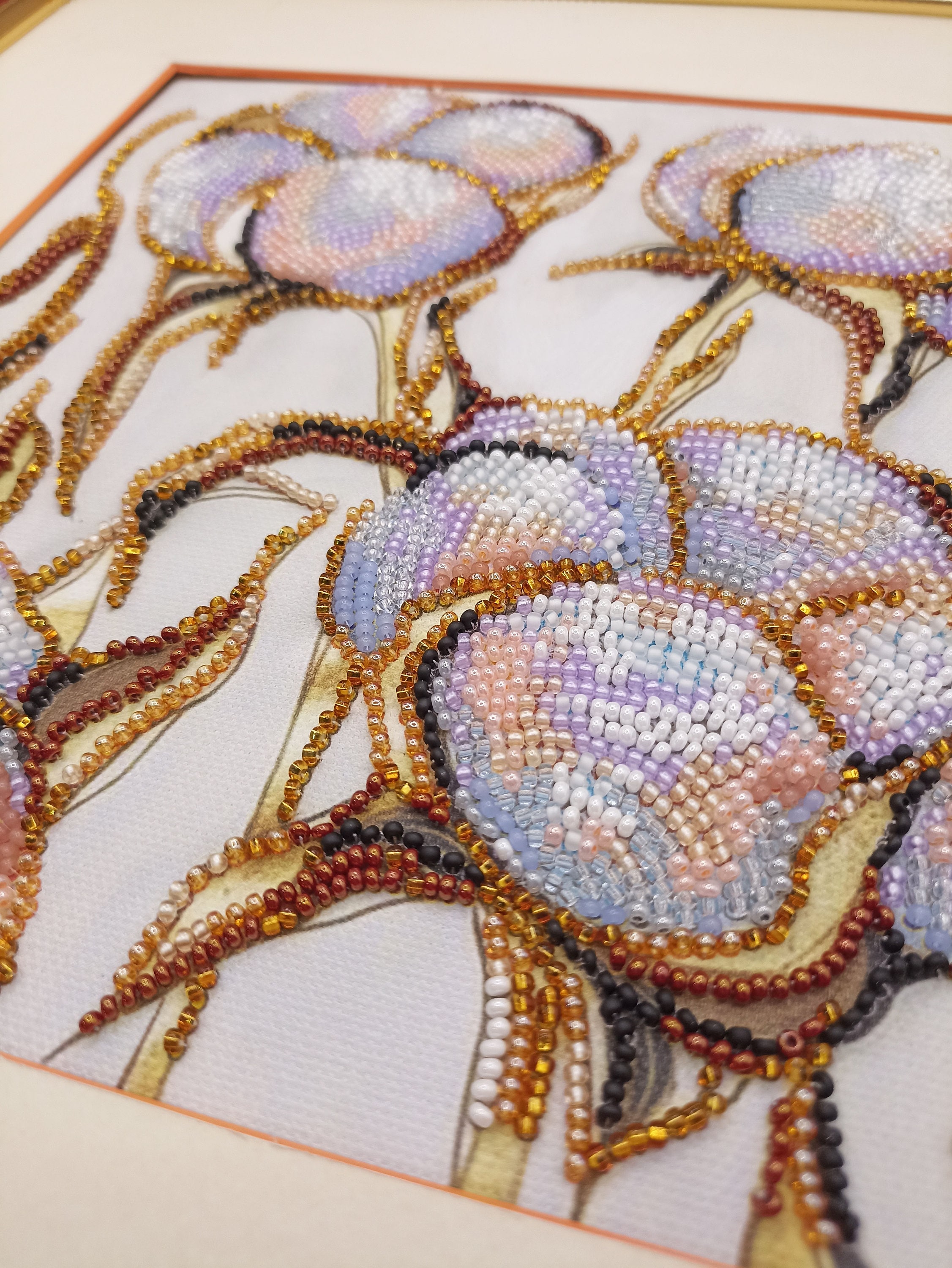 Bead Embroidery Kit on Art Canvas Gentle Touch. DIY Beadwork Kit ...