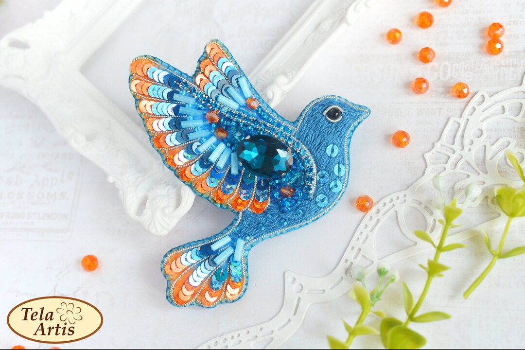 DIY Jewelry Making Kit, Seed Beaded Brooch "bluebird of Happiness ...