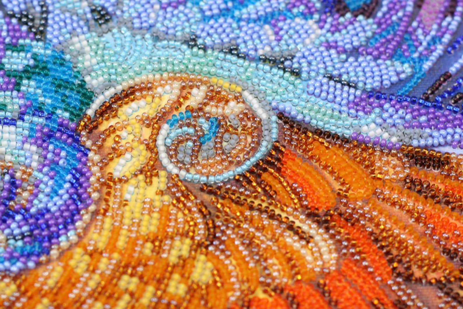 Bead Embroidery Kit on Art Canvas Two Elements. DIY Beadwork Kit ...