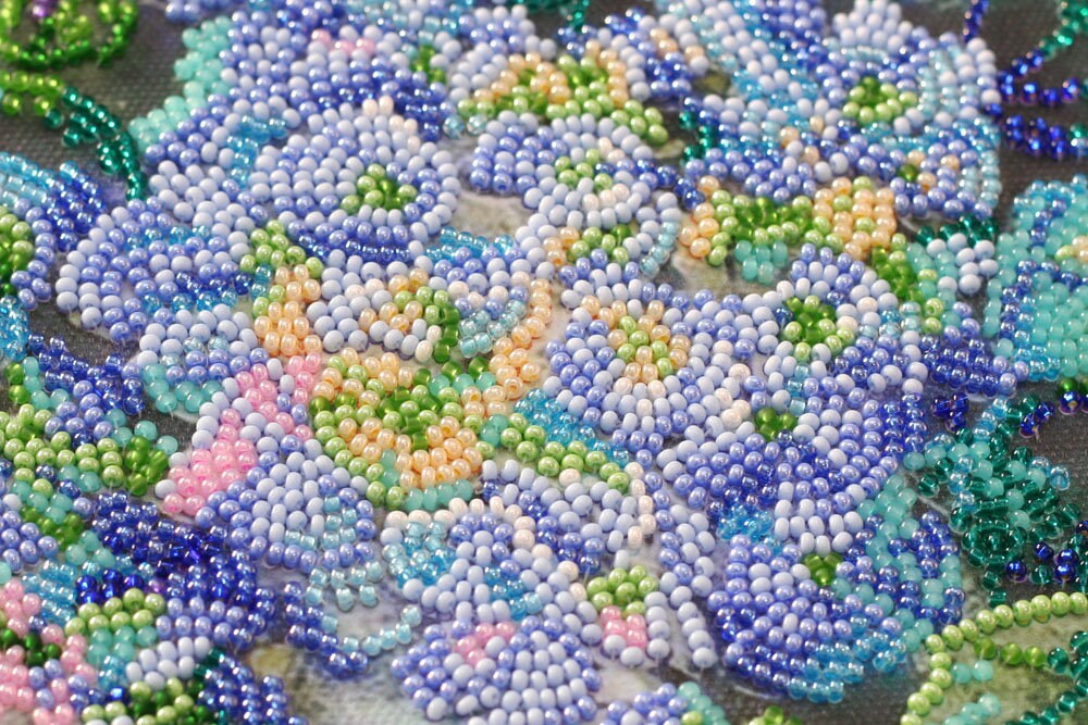 Bead Embroidery Kit on Art Canvas Hydrangeas. DIY Beadwork Kit ...