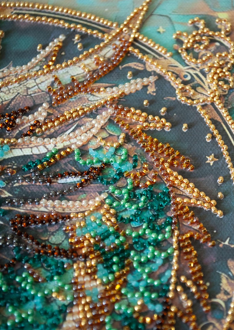 Bead Embroidery Kit on Art Canvas - Breath of Fire . DIY Beadwork Kit ...