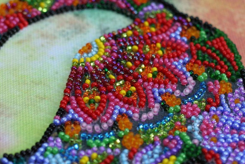 Bead Embroidery Kit on Art Canvas Playful Kitten. DIY Beadwork Kit ...