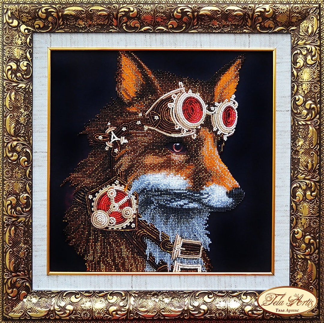 Bead Embroidery Kit on Gabardine Fox. Tela Artis DIY Beadwork Kit ...