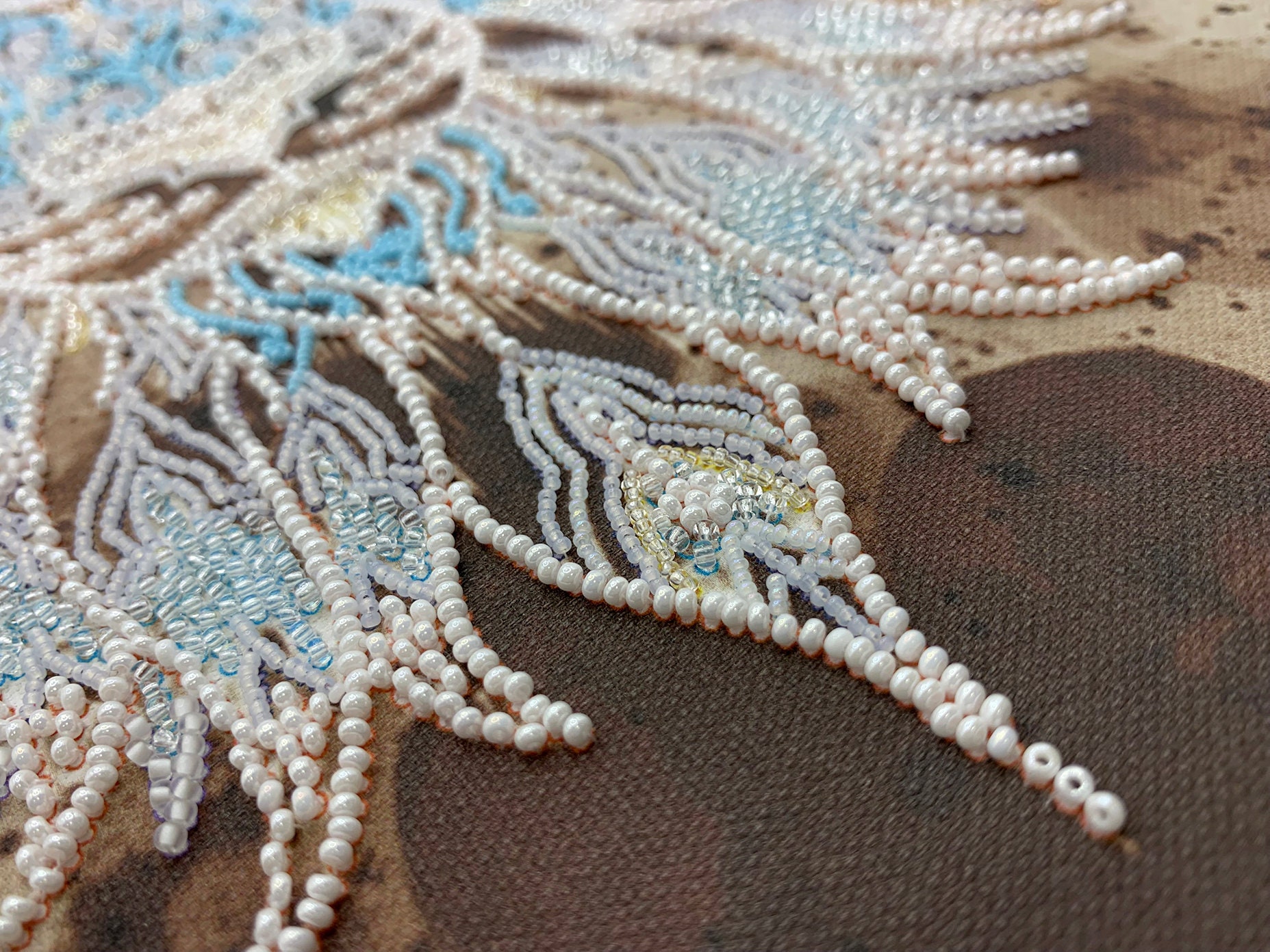Bead Embroidery Kit on Art Canvas Savannah Pride. DIY Beadwork Kit ...