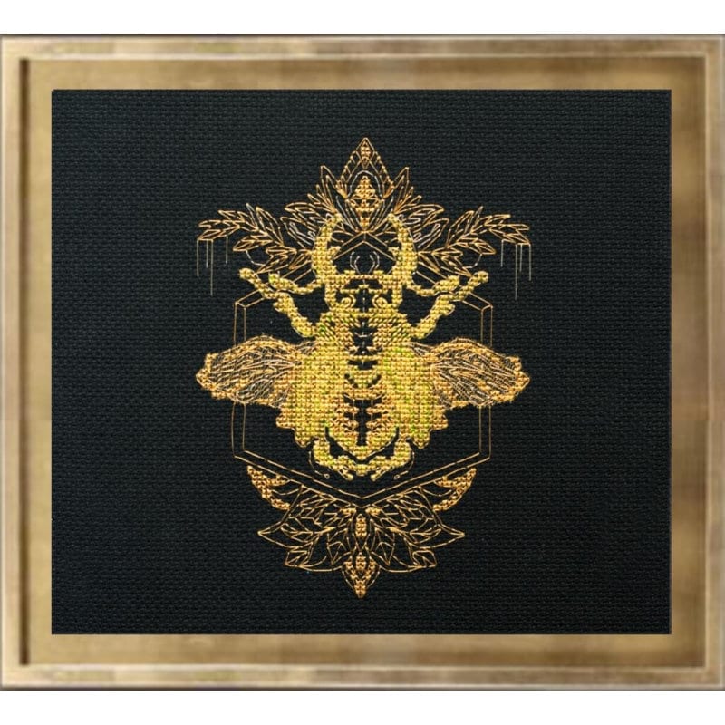 Cross stitch embroidery Golden Beetle. DIY cross | Etsy