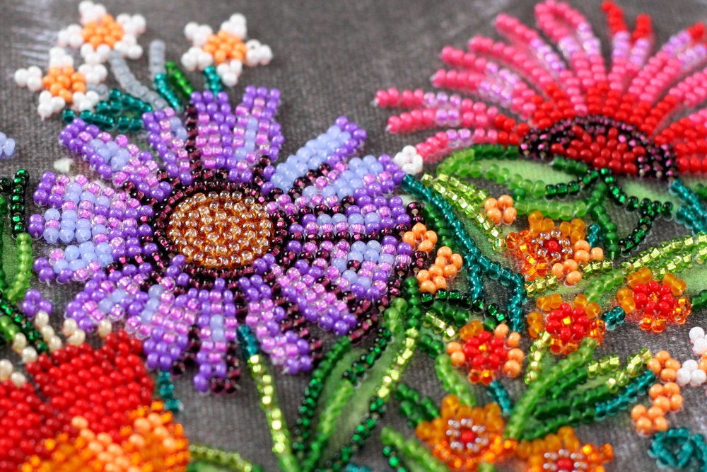 Bead Embroidery Kit on Art Canvas Welcome. DIY Beadwork Kit Embroidery ...