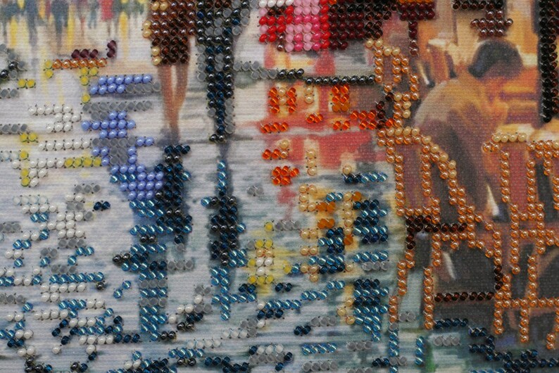 Bead Embroidery Kit on Art Canvas After the Rain. DIY Beadwork Kit ...