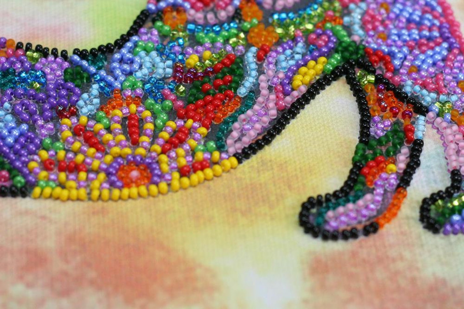 Bead Embroidery Kit on Art Canvas Playful Kitten. DIY Beadwork Kit ...
