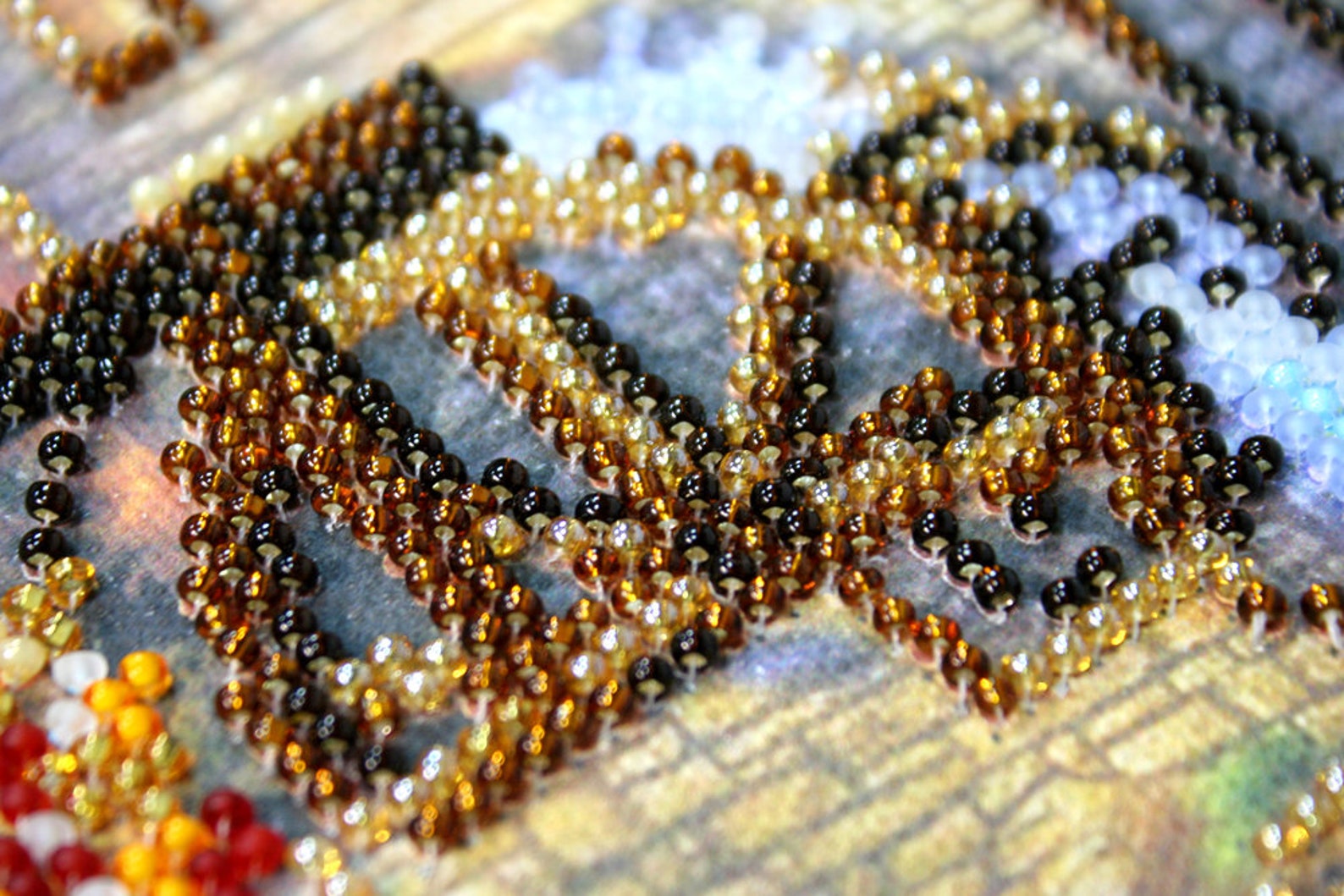 Bead Embroidery Kit on Art Canvas Water Mill. Abris Art DIY Beadwork ...