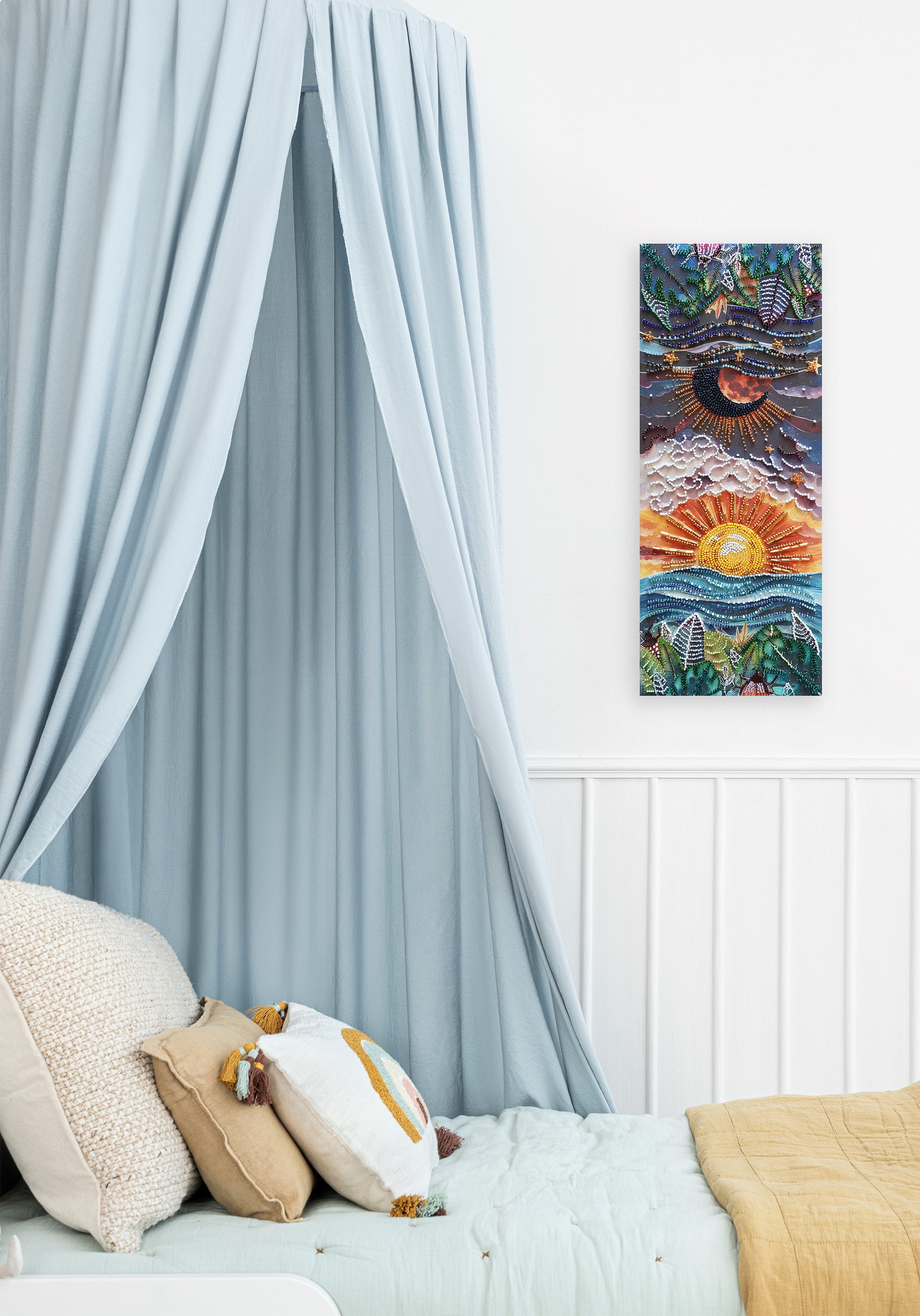 Bead Embroidery Kit on Art Canvas - Between Day and Night. DIY Beadwork ...