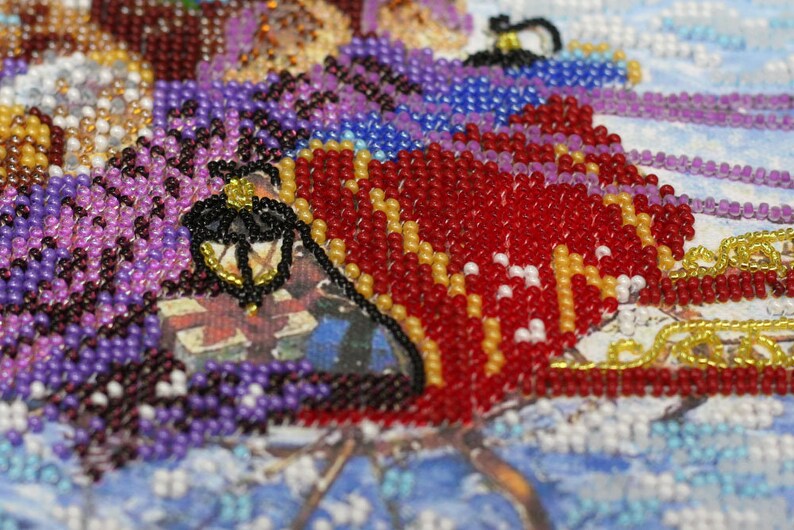 Bead Embroidery Kit on Art Canvas Rush Sled. Abris Art DIY - Etsy