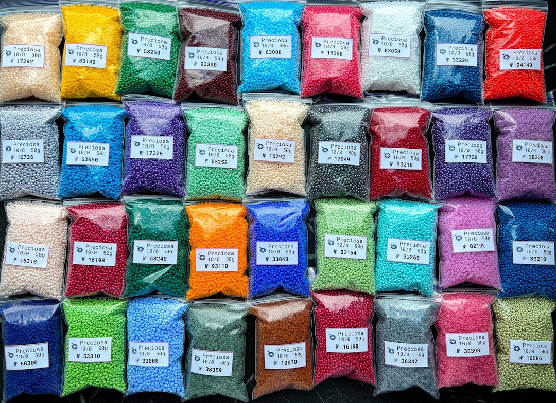50g Opaque PRECIOSA Seed Beads 10/0 50g per Bag. Traditional Czech ...